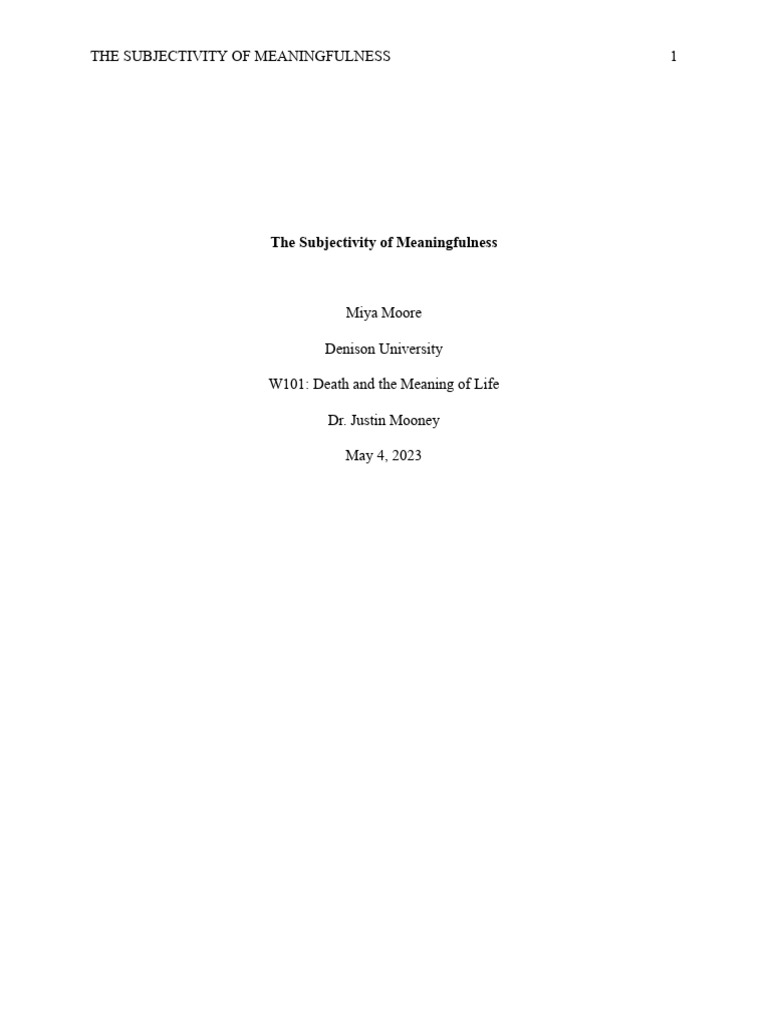 The Subjectivity of Meaningfulness | PDF | Happiness