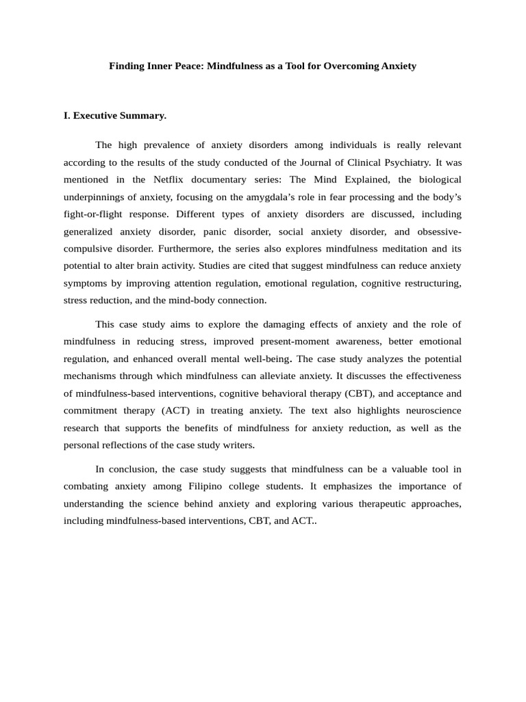 Case Study (GROUP 2) | PDF | Cognitive Behavioral Therapy | Anxiety