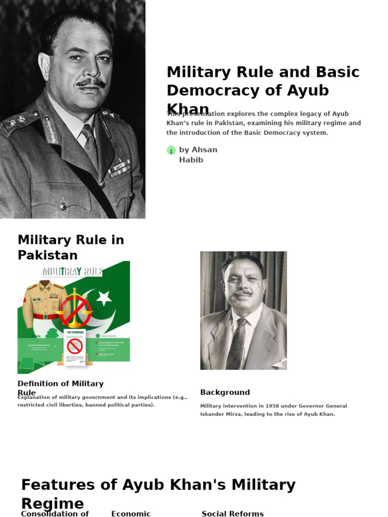 Military Rule and Basic Democracy of Ayub Khan | PDF | Martial Law ...