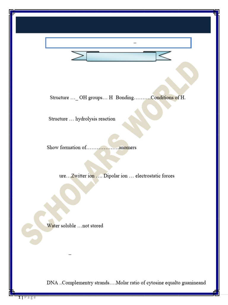 Biomolecules Practice Sheet-1 | PDF | Glucose | Carbohydrates