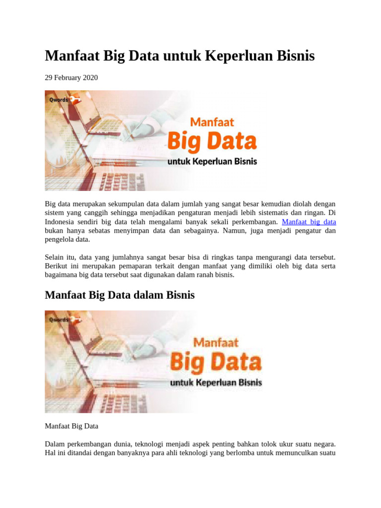 Manfaat Big Data Untuk Keperluan Bisnis | PDF