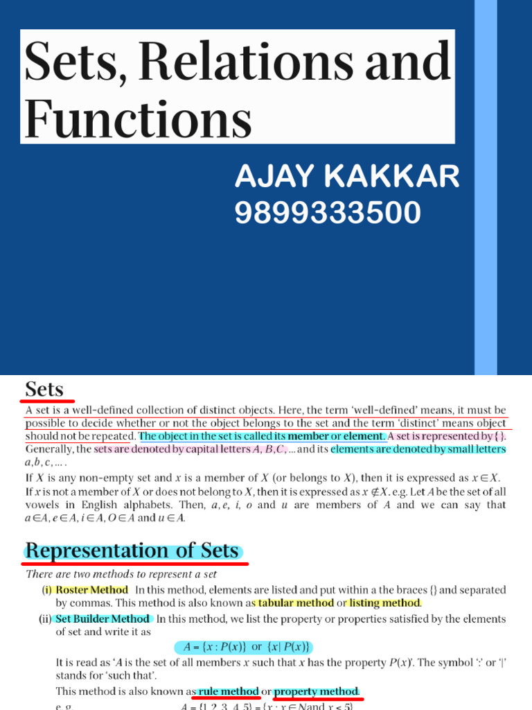SETS RELATIONS & FUNCTIONS | PDF