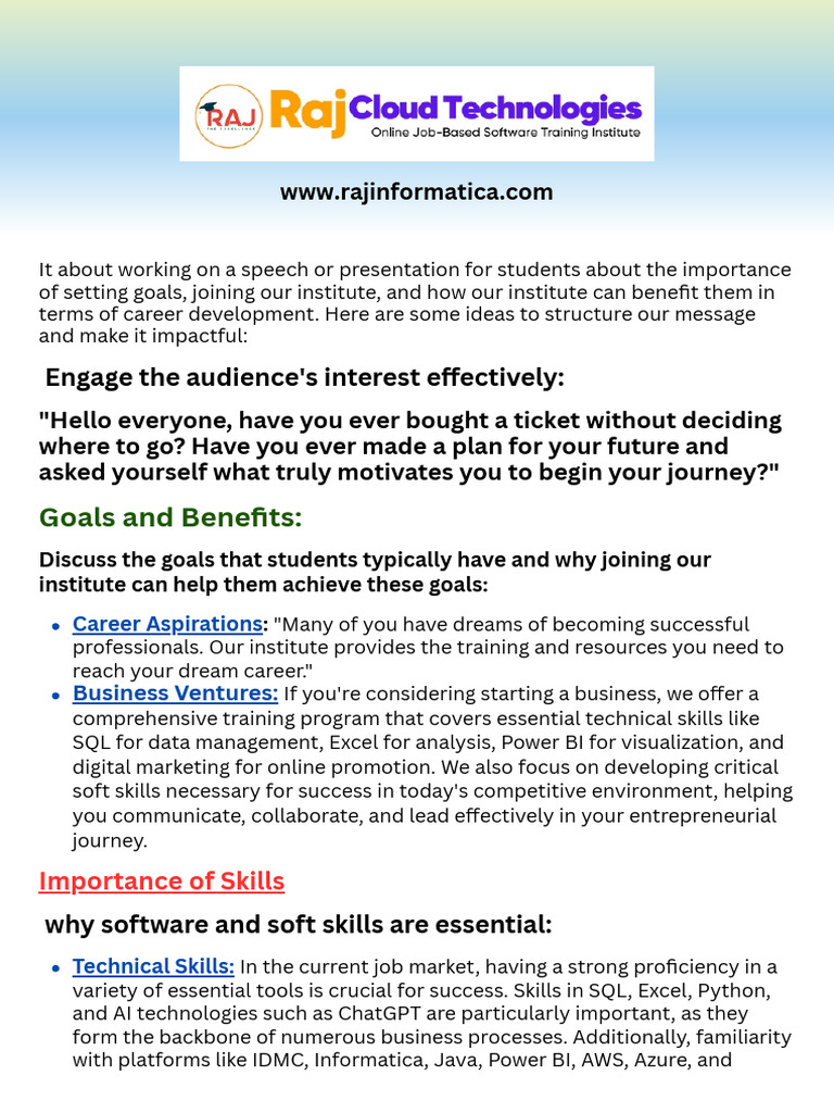 Raj Cloud Technologies Internship Career | PDF | Goal | Cognition