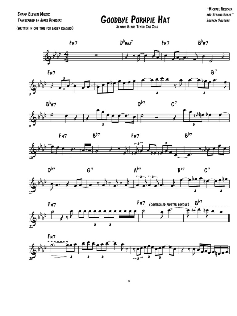 Goodbye Pork Pie - Seamus Blake (Bb-Instruments) | PDF