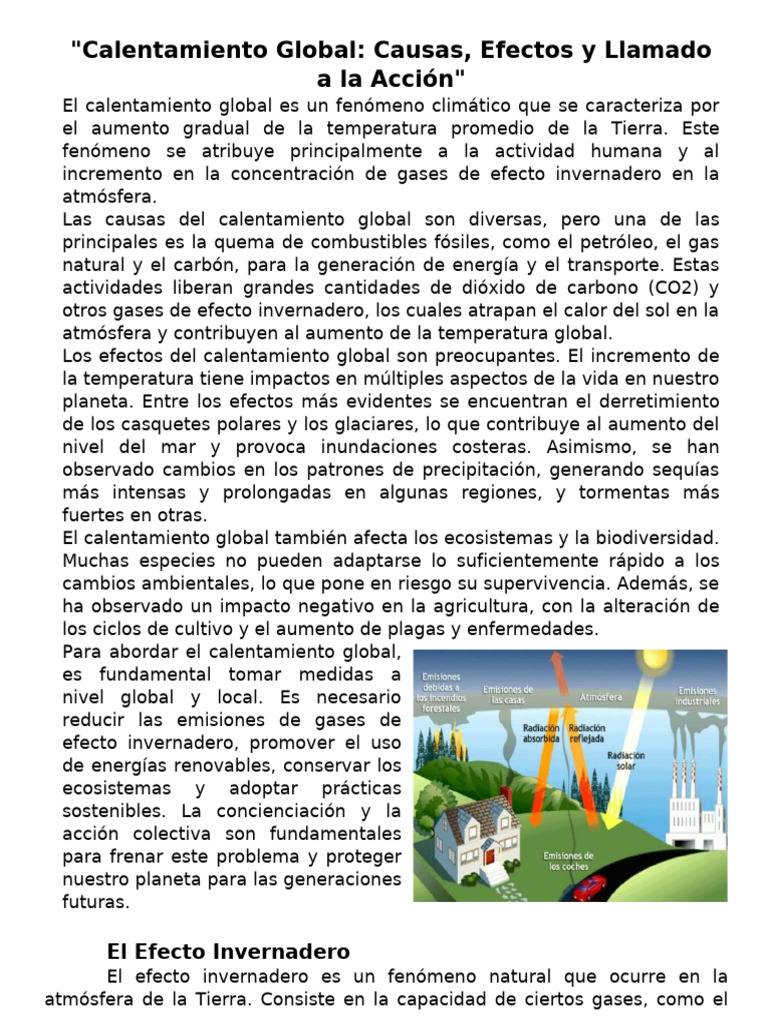 Calentamiento Global: Causas y Efectos | PDF | Gases de efecto ...