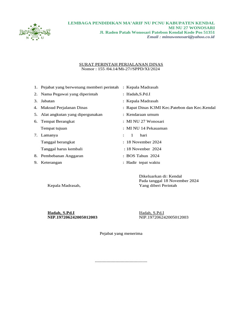 SPPD Tahun 2023-2024 Kamad | PDF