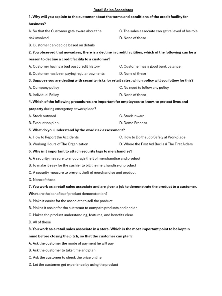 RSA-ASSESSMENTS (2) | PDF | Customer | Retail