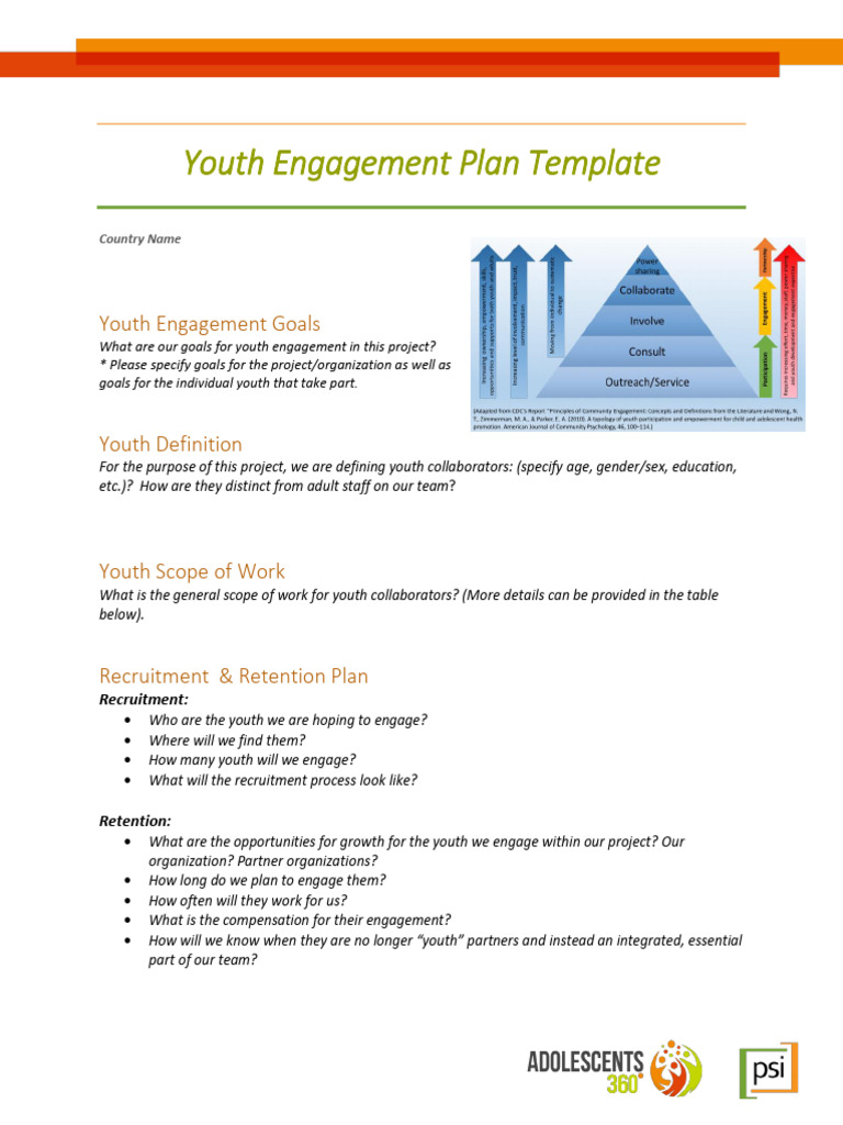 Country Youth Engagement Plan 11.16.17 | PDF | Youth | Recruitment
