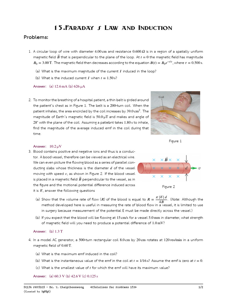 Faraday's Law Induction Problems Solutions | PDF | Inductor ...