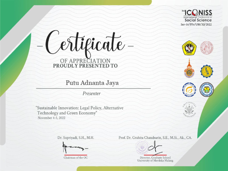 Certificate Presenter ICONISS3 | PDF