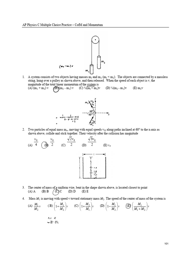 Com&Momentum MCQ | PDF | Metrology | Classical Mechanics
