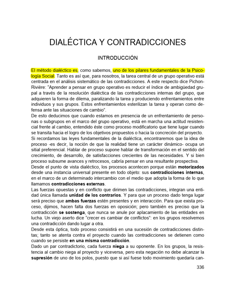 DIALECTICA Y CONTRADICCIONES - 8c | PDF | Dialéctico | Psicología Social