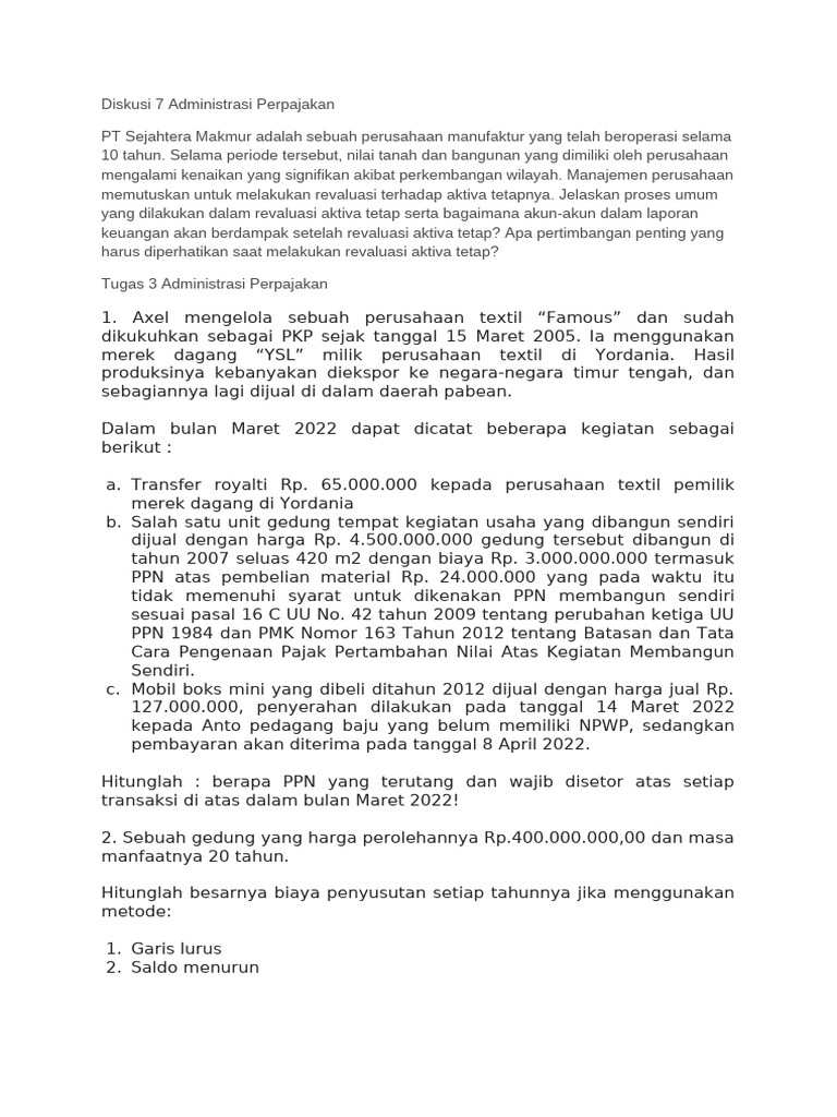 Soal Diskusi & Tugas Administrasi Peroajakan | PDF