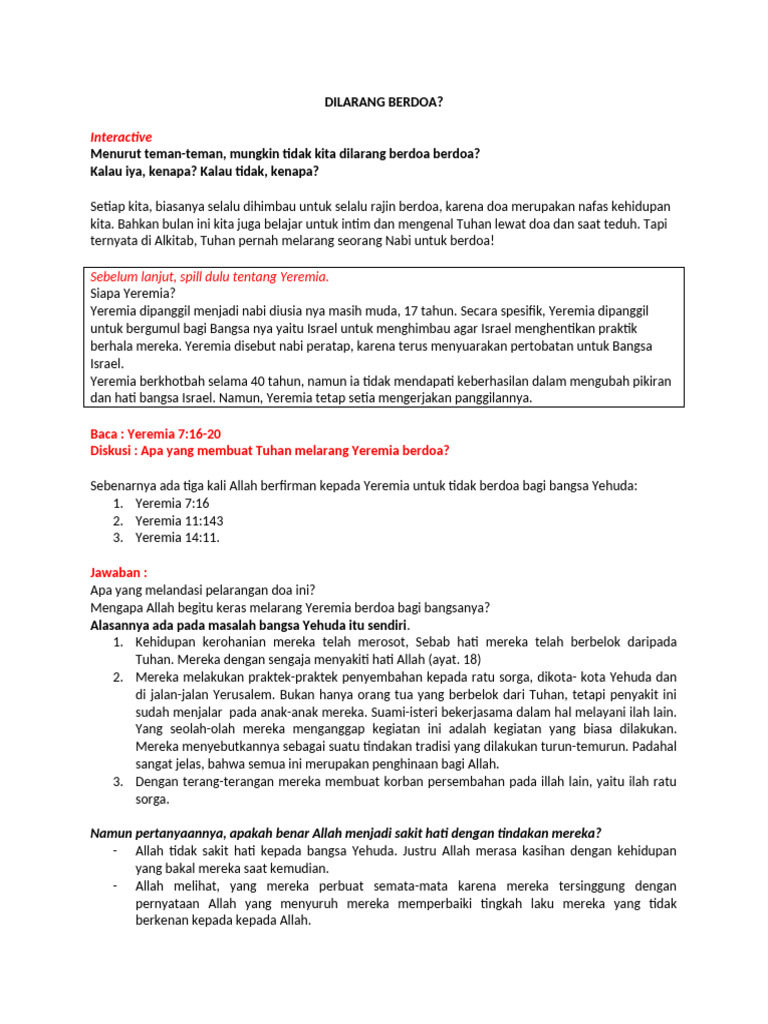 WEEK3.DILARANG BERDOA | PDF
