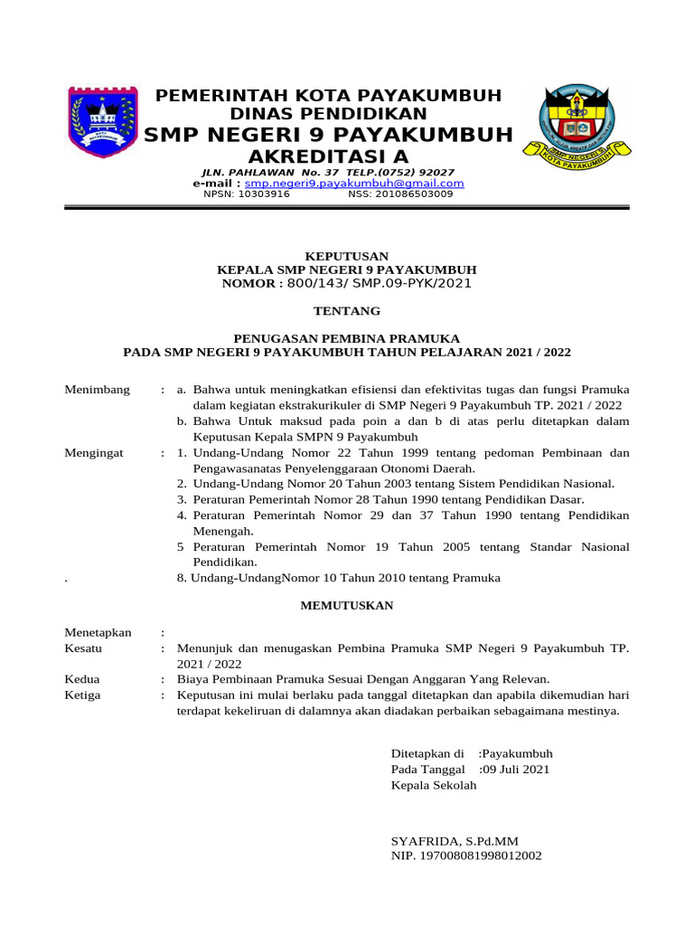 SK Pembina Pramuka | PDF