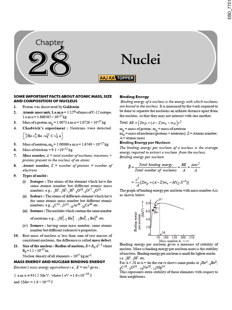 Chapter - 28 Nuceli | PDF | Radioactive Decay | Atomic Nucleus