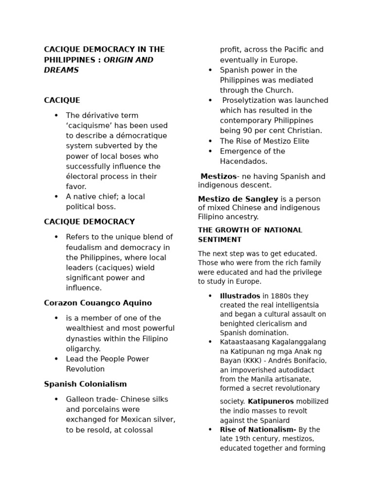 CACIQUE DEMOCRACY (Shailar) | PDF | Philippines
