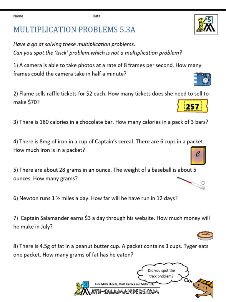 Multiplication Problems 5 3 | PDF