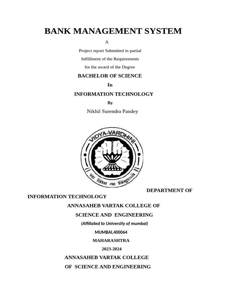 IT Student's Bank System Project | PDF | Sql | Databases