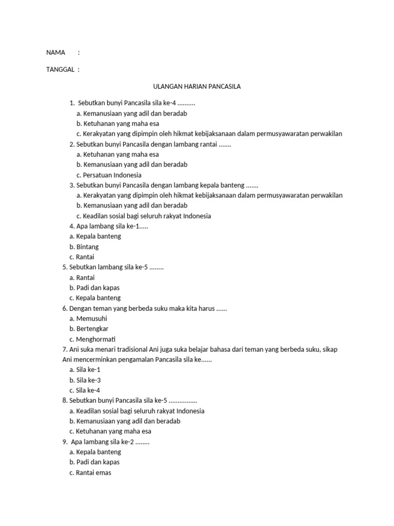 SOAL LATIHAN PKN | PDF