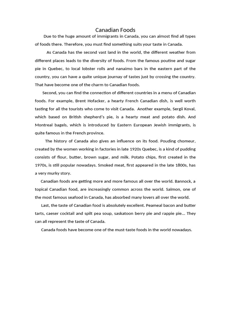 Canadian Foods | PDF
