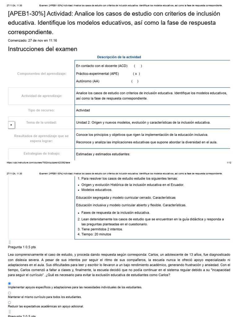 Examen - (APEB1-30%) Actividad - Analice Los Casos de Estudio Con Criterios de Inclusión ...