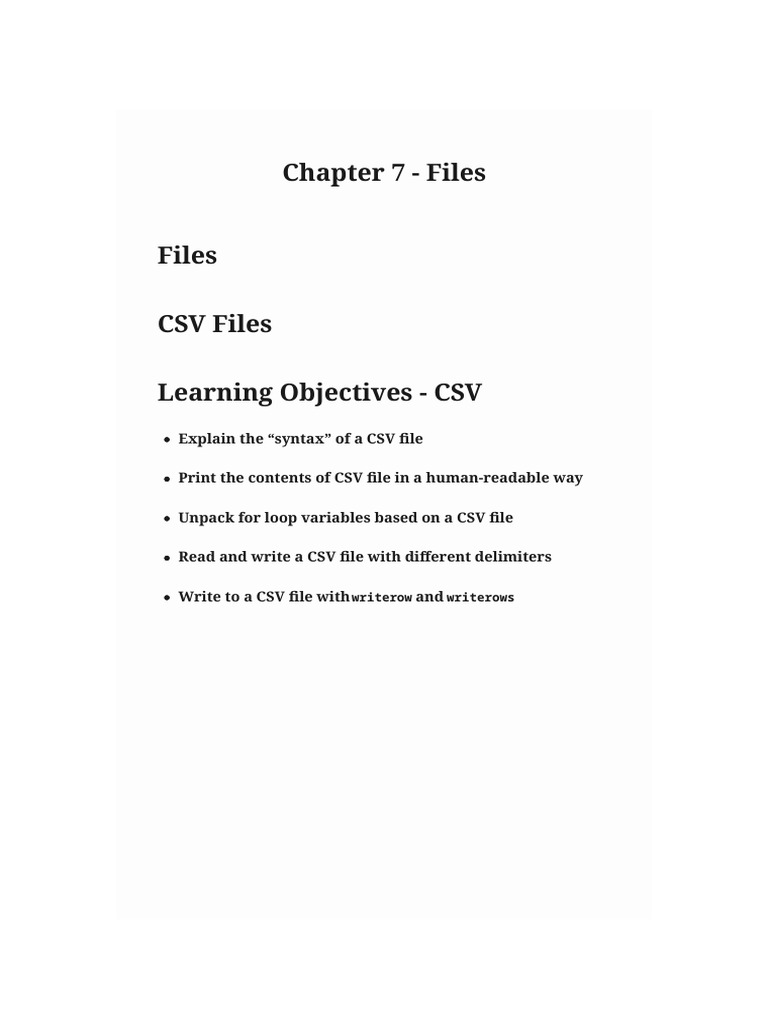0301csv Files Lesson Notes Optional Downloadfiles Csv Files Pdf Comma Separated Values