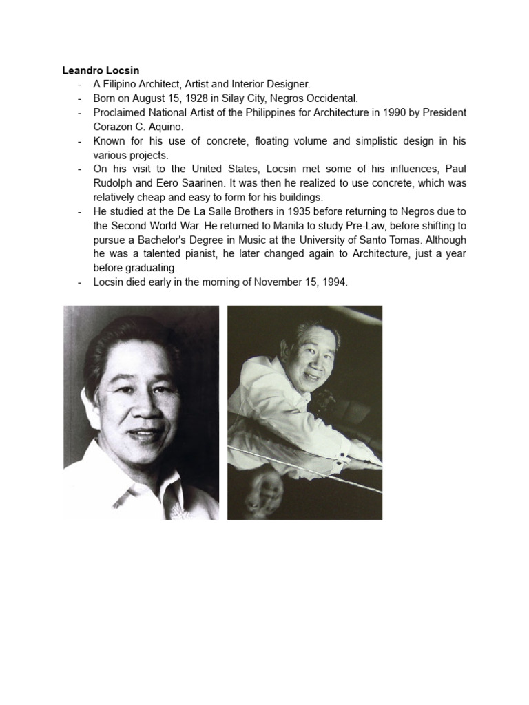 Leandro Locsin | PDF | Philippines