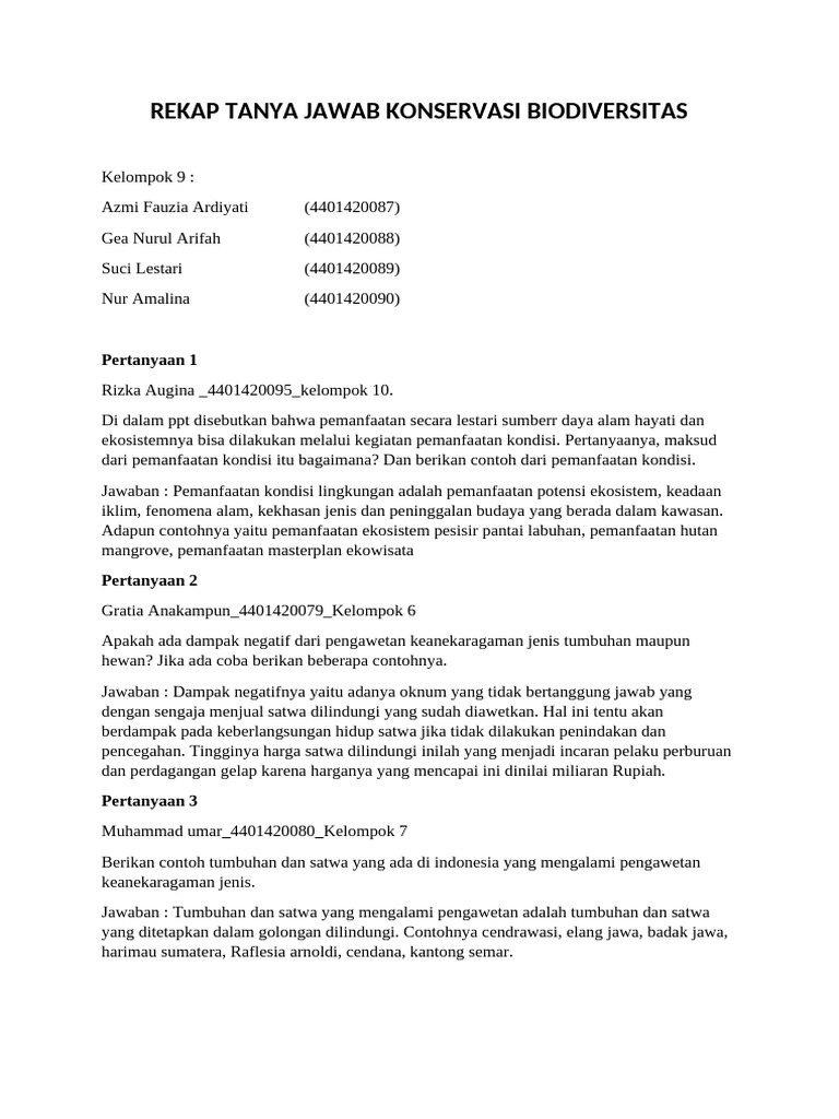 Rekap Tanya Jawab Kelompok 9 | PDF