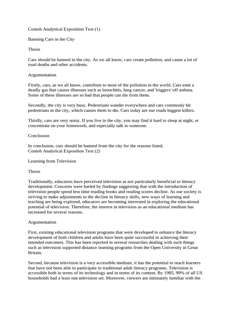 Contoh Analytical Exposition Text | PDF | Learning | Literacy