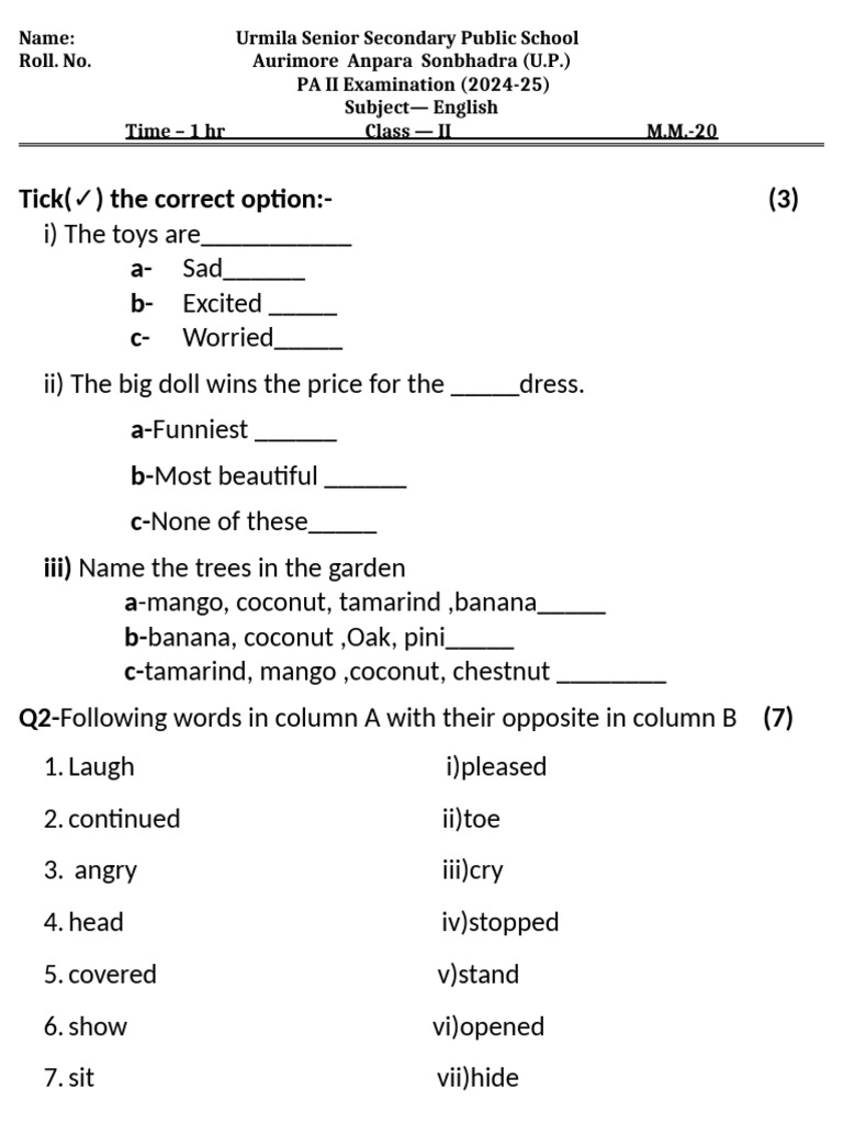 2 English PA II 2024-25 | PDF