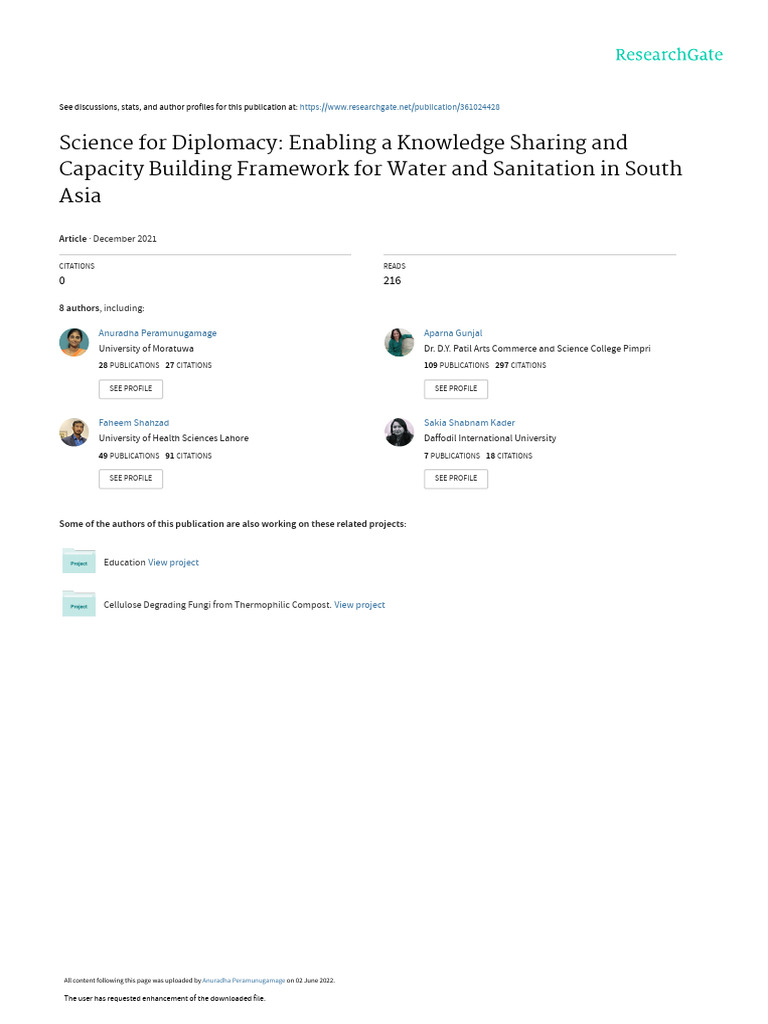 Science For Diplomacy - Enabling A Knowledge Sharing and Capacity ...