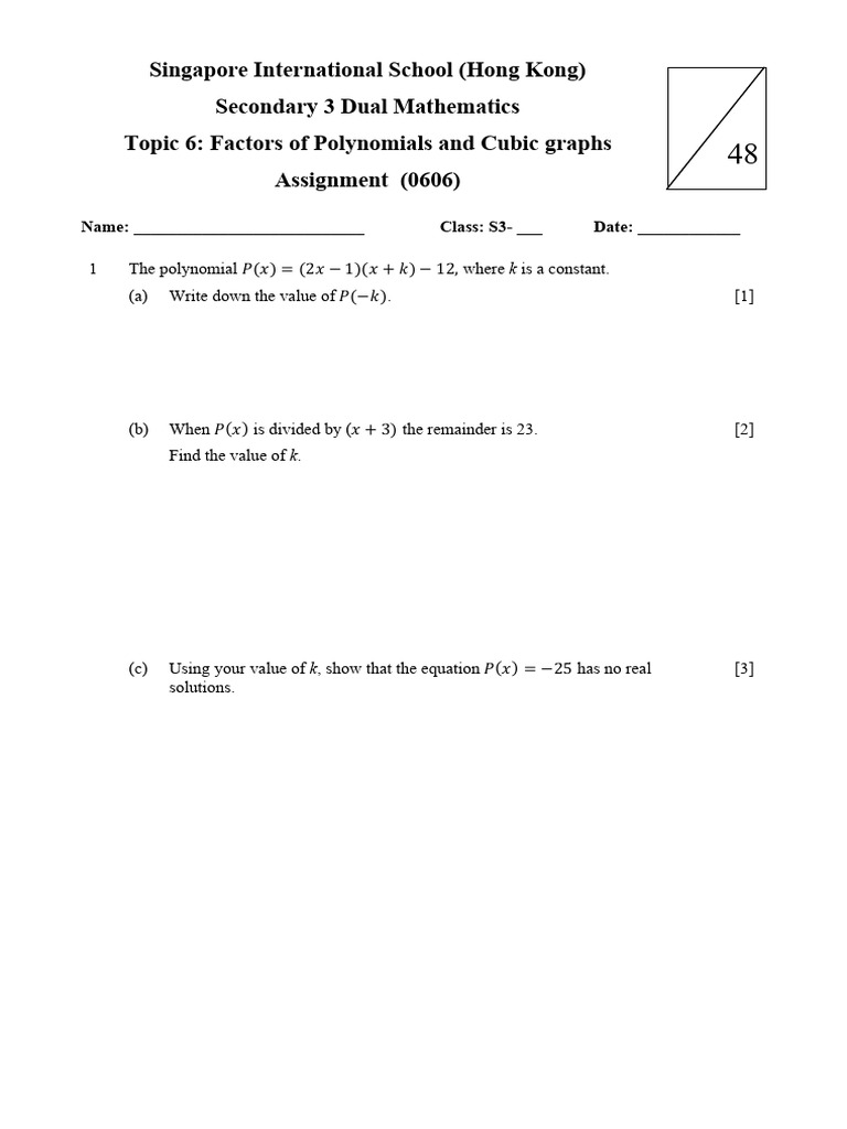06 Factors of Polynomials and Cubic Graphs Assignment | PDF | Factorization | Polynomial
