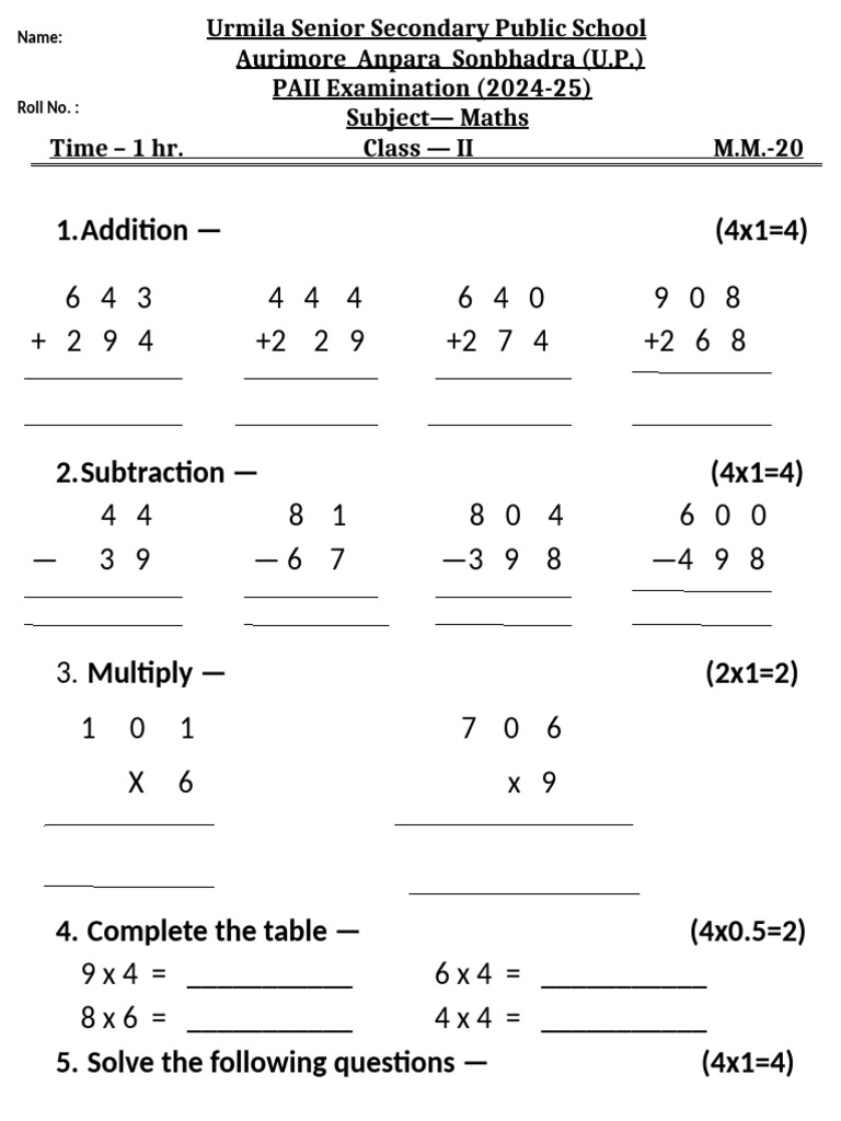 2 Maths PA II 2024-25 | PDF