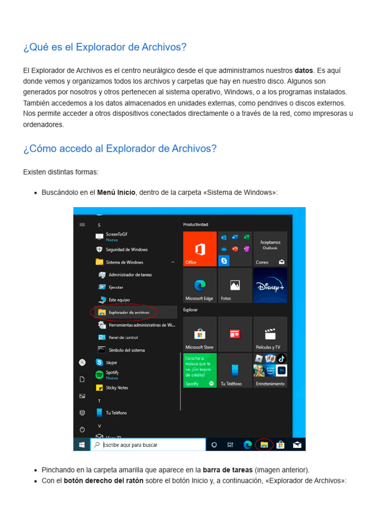 El Explorador de Archivos de Windows - Informática Cordero y Asociados | PDF | Archivo de ...