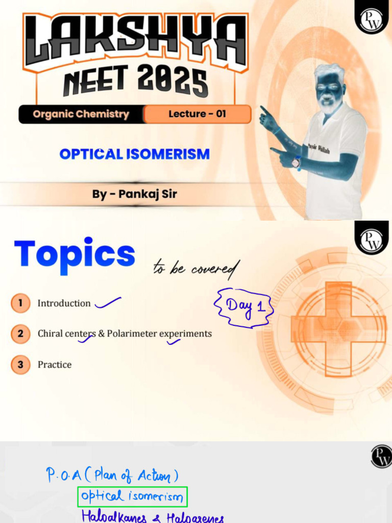 Optical Isomerism 01 - Class Notes - Lakshya NEET 2025 | PDF