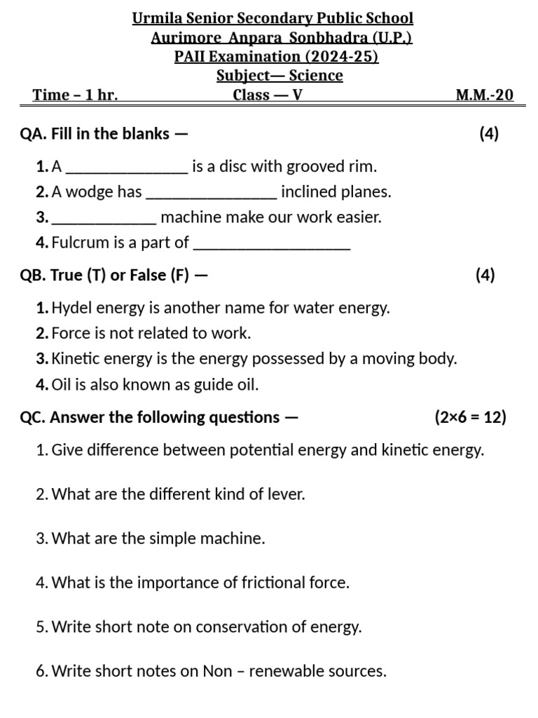 5 Science PA II 2024-25 | PDF