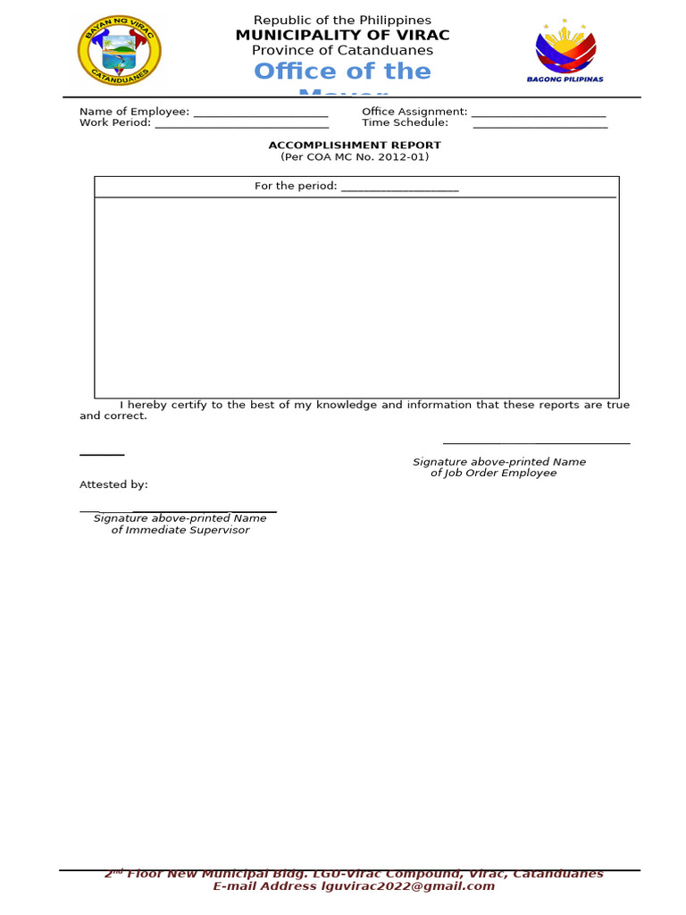 Accomplishment Report Blank | PDF