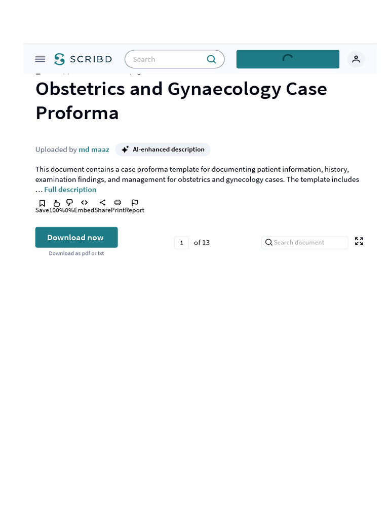Document517384207obstetrics and Gynaecology Case Proforma | PDF