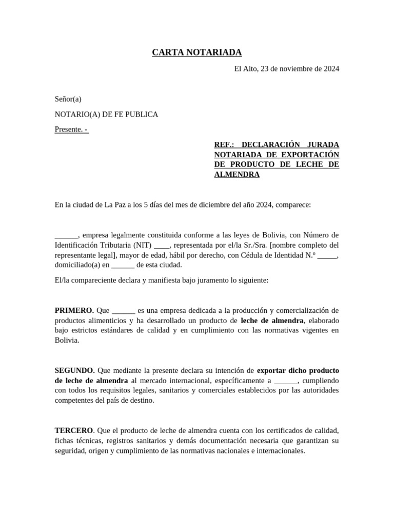 CARTA NOTARIADA | PDF