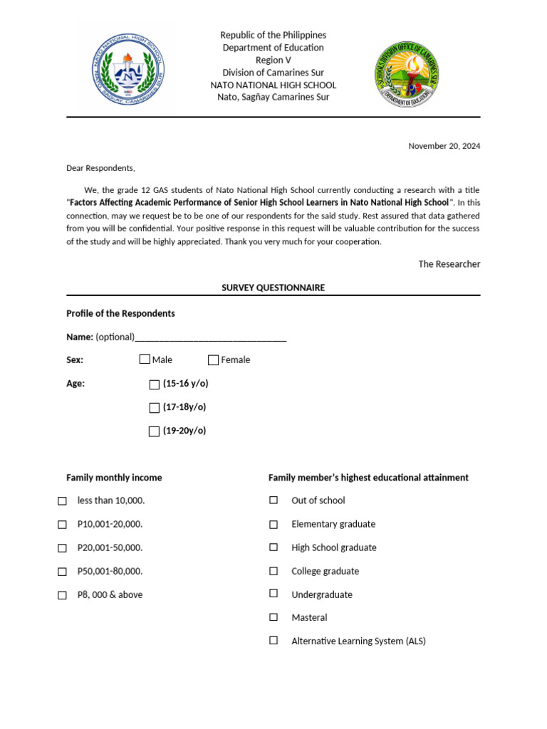 Survey question-WPS Office | PDF | Teachers | Behavior Modification