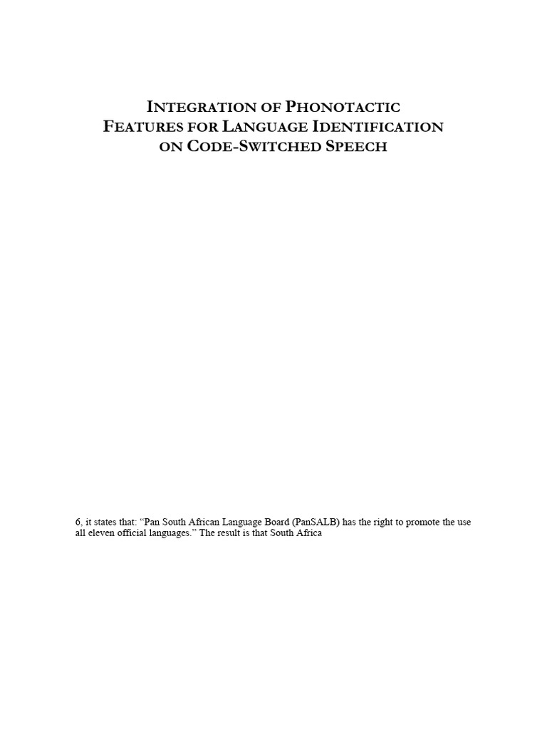 Integration Of Phonotactic Features For Language Identification On Code Switched Speech Pdf