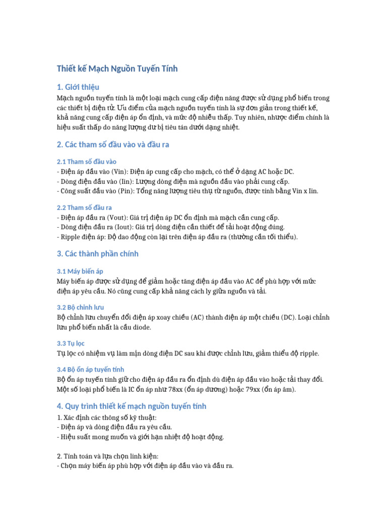 Thiet Ke Mach Nguon Tuyen Tinh Chi Tiet | PDF