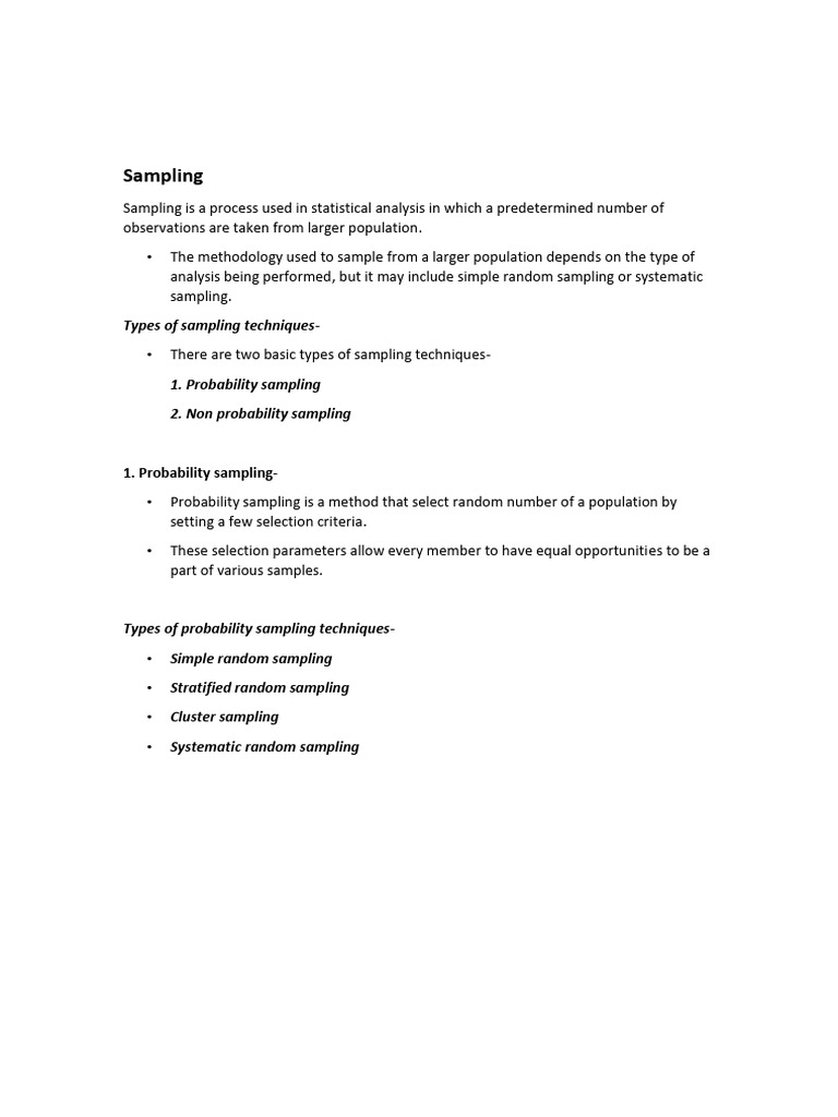 Sampling Methods | PDF | Sampling (Statistics) | Applied Mathematics Sampling Methods | PDF | Sampling (Statistics) | Applied Mathematics