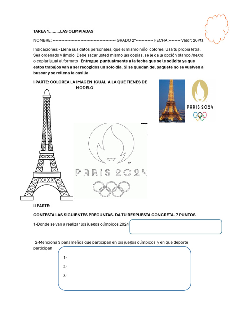 Tarea Escolar: Olimpiadas y Folclore | PDF