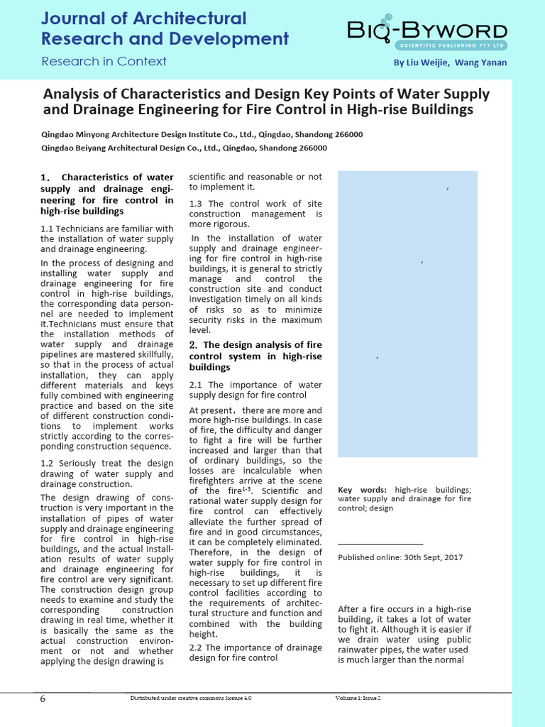 Analysis of Characteristics and Design Key Points of Water Supply and ...