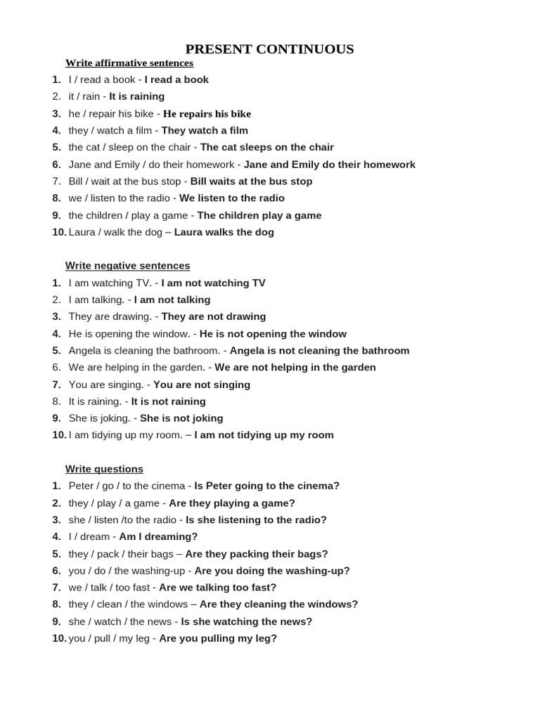 PRESENT CONTINUOUS | PDF