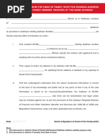 Self Declaration Aadhaar HOF | PDF