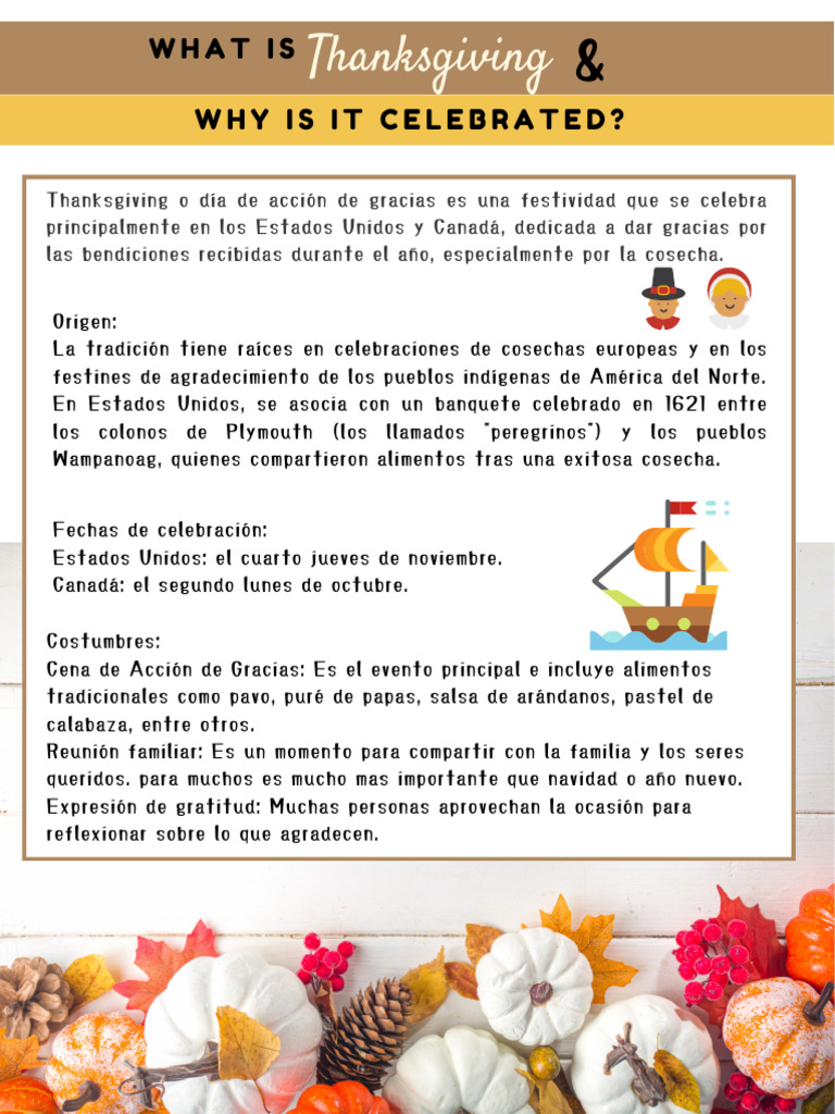 Historia y Tradiciones de Thanksgiving | PDF | Acción de gracias