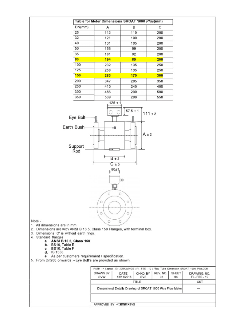 Mag Flow Dimension Sheet | PDF